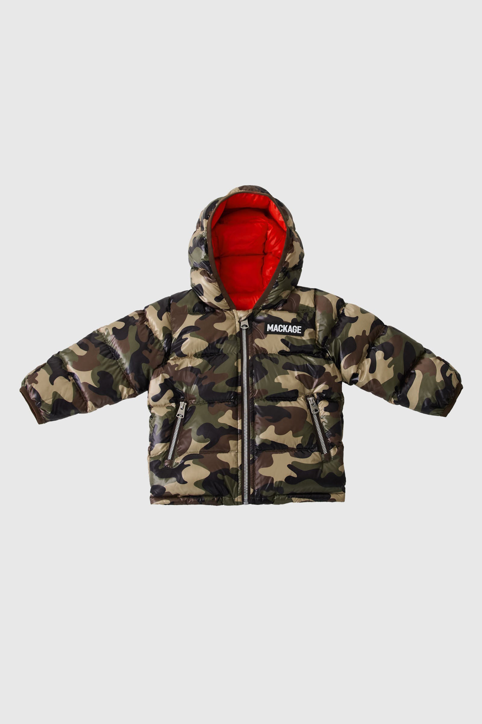 NOKO-CAMO Down Jacket With Fold-Over Mitts and Hood for Kids | Mackage EU